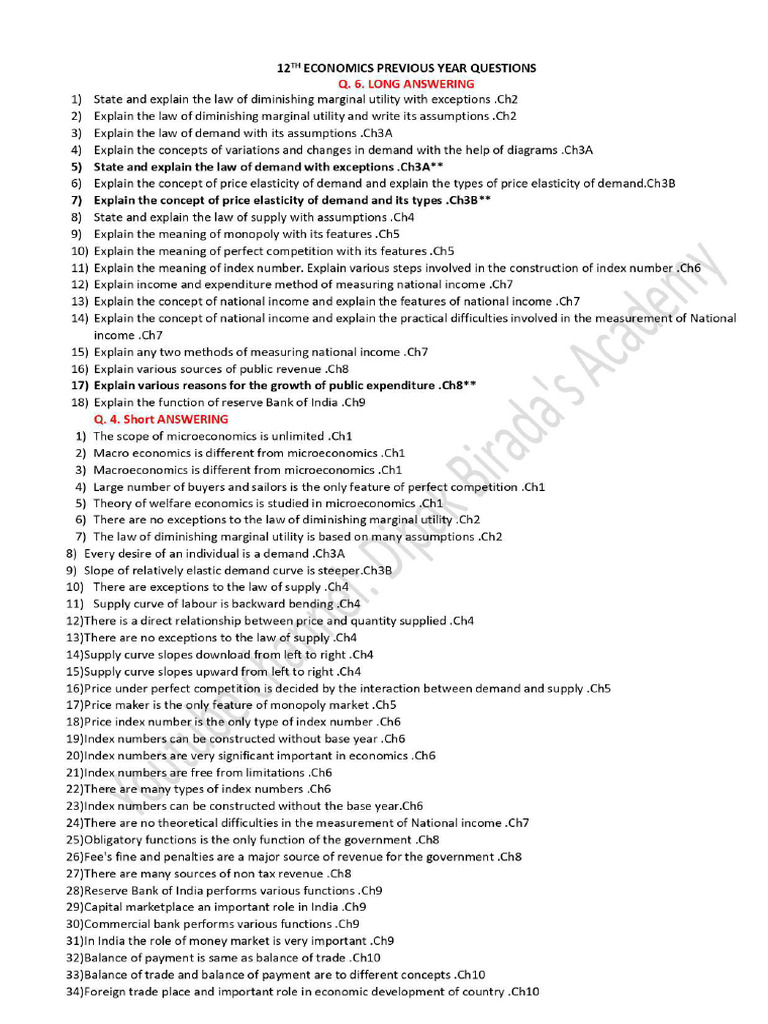 12th Eco Last 7 Question Paper | PDF