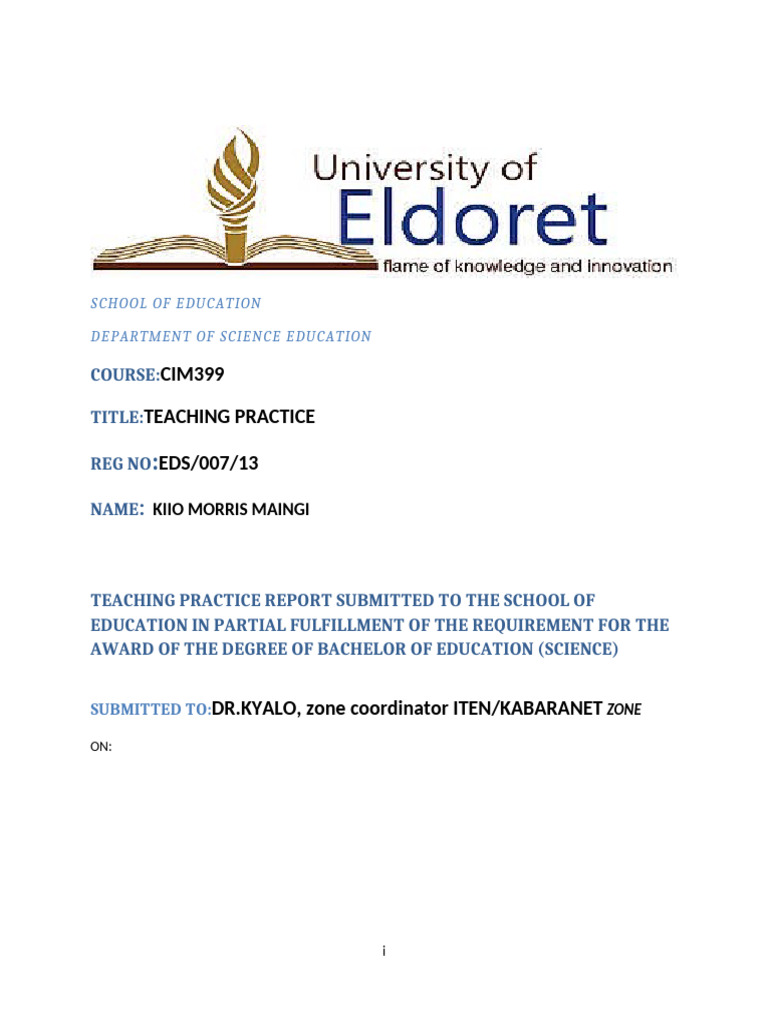 Japheth Mutuku-TP Report-1 | PDF | Teachers | Learning