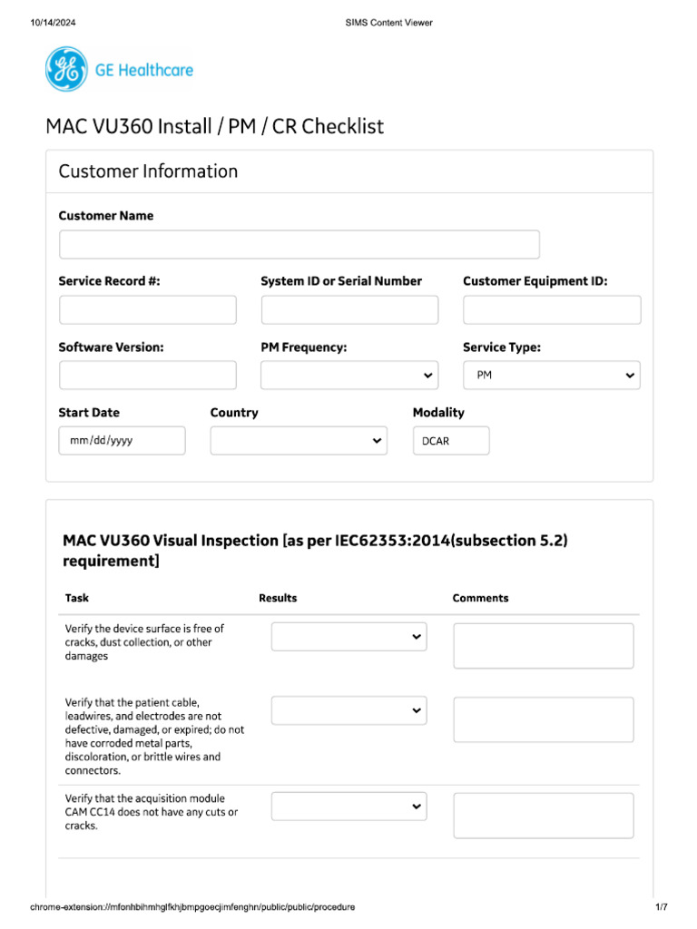 MACVU 360 PM Checklist | PDF