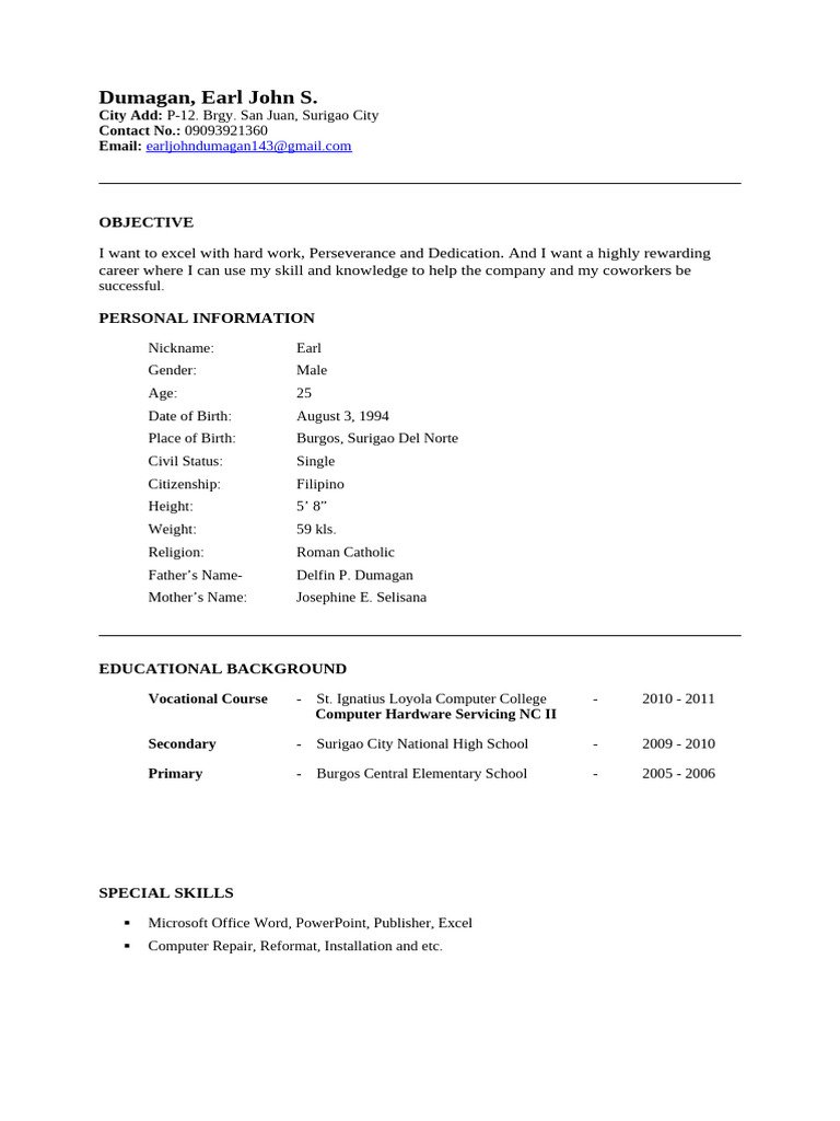 Resume 1 | PDF