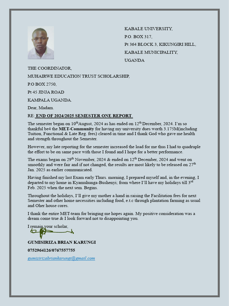 End of Semester 1 Report | PDF