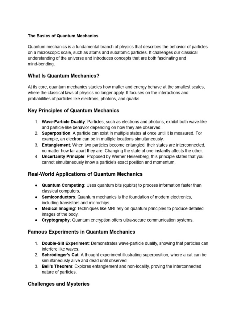 Understanding Quantum Mechanics Basics | PDF