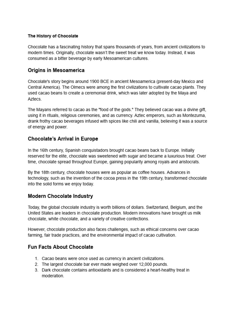 History of Chocolate | PDF