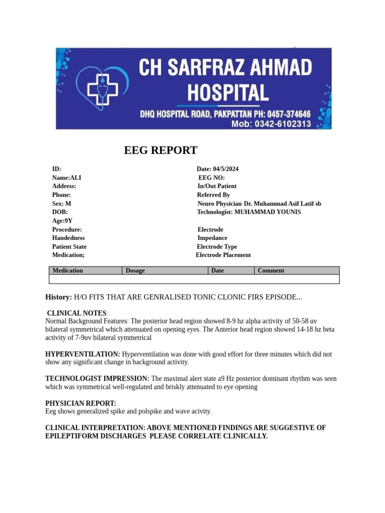 Abnormal Eeg Report 2 | PDF