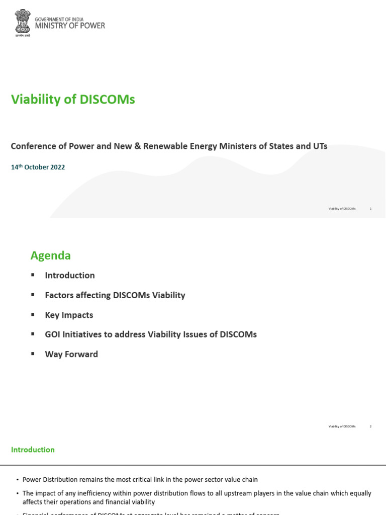 Viability of DISCOMs (13th Oct) - Without Annexure | PDF | Subsidy ...