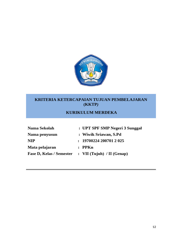 KKTP KURIKULUM MERDEKA | PDF