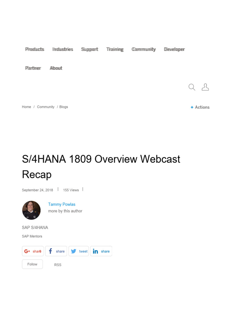 S4HANA 1809 Overview Webcast Recap | PDF | Machine Learning | Computing