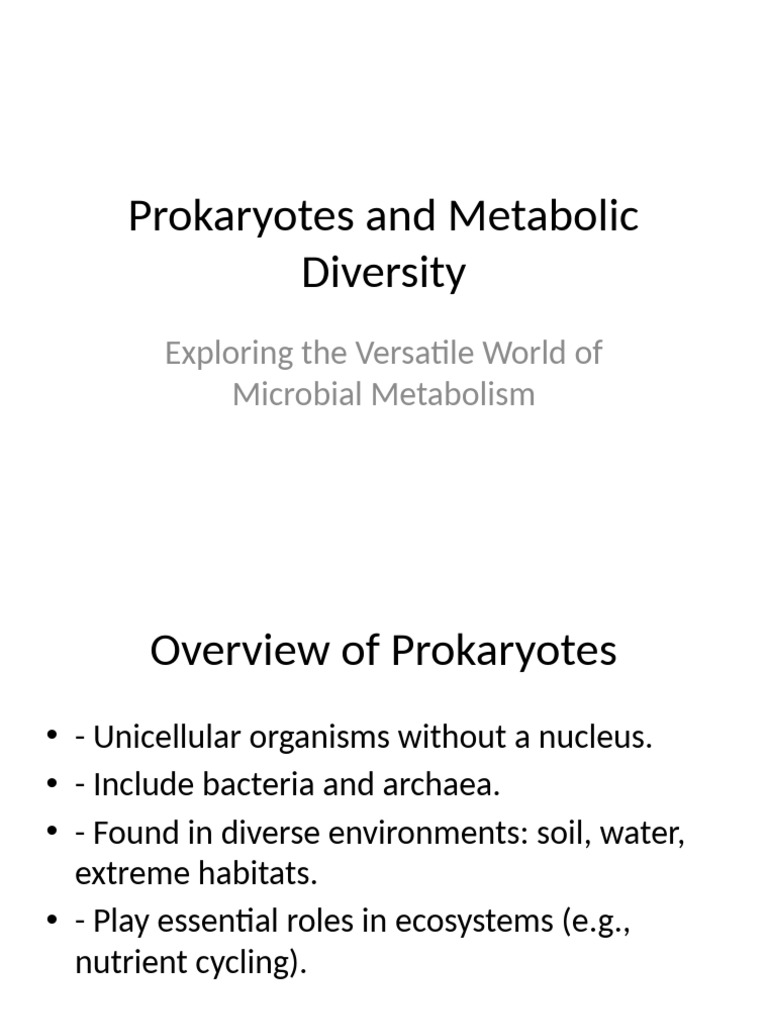 Prokaryotes and Metabolic Diversity | PDF