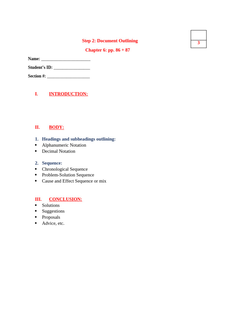 Step 2 Document Outlining (3 Points) | PDF