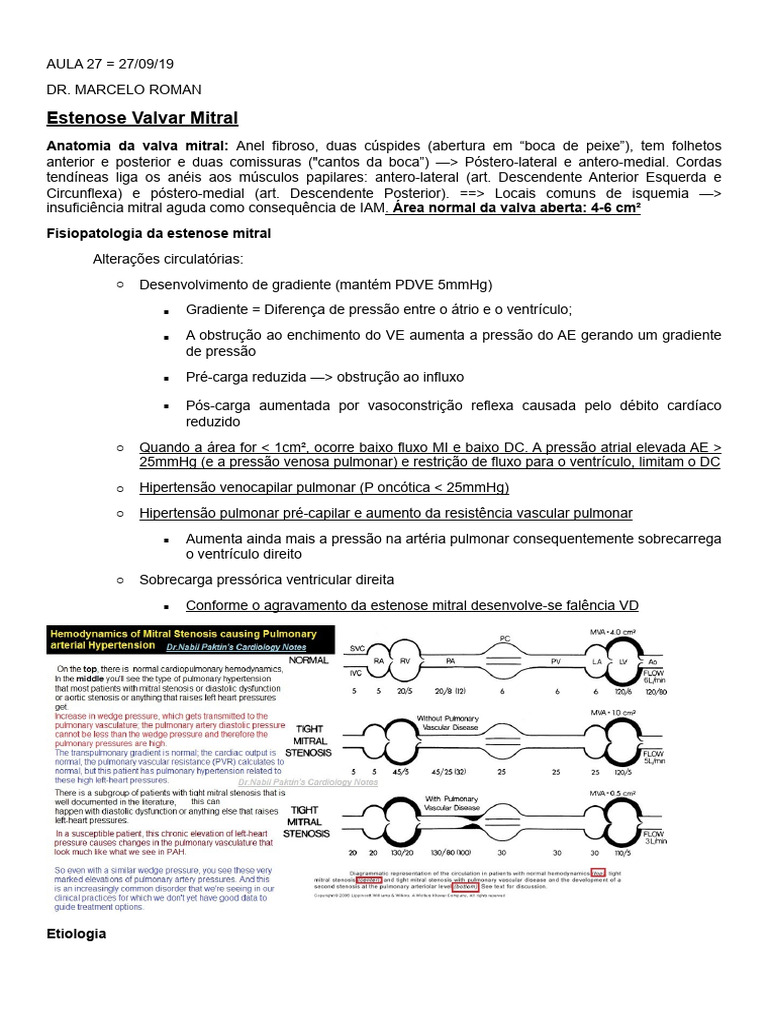 Estenose Valvar Mitral: Diagnóstico e Tratamento | PDF | Coração ...
