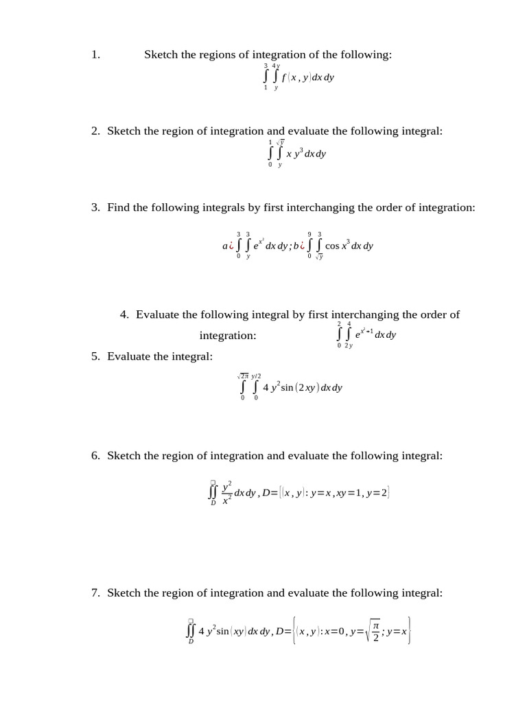 Review of Double Integrals | PDF | Calculus | Area
