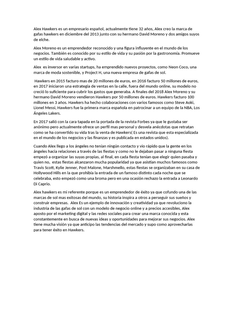 Alex Hawkers Es Un Empresario Español | PDF | Iniciativa empresarial