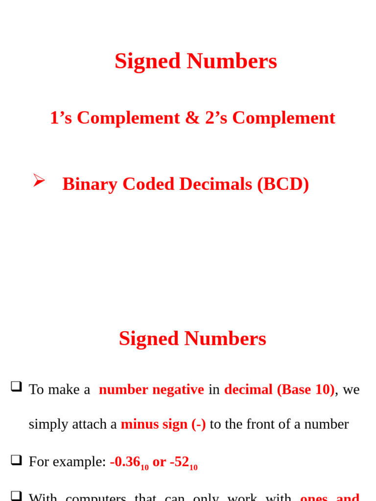 Binary Complements & BCD Guide | PDF | Binary Coded Decimal | Subtraction