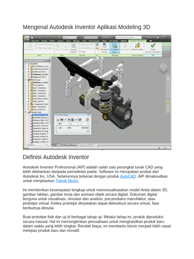 Mengenal Autodesk Inventor 3D Modeling | PDF
