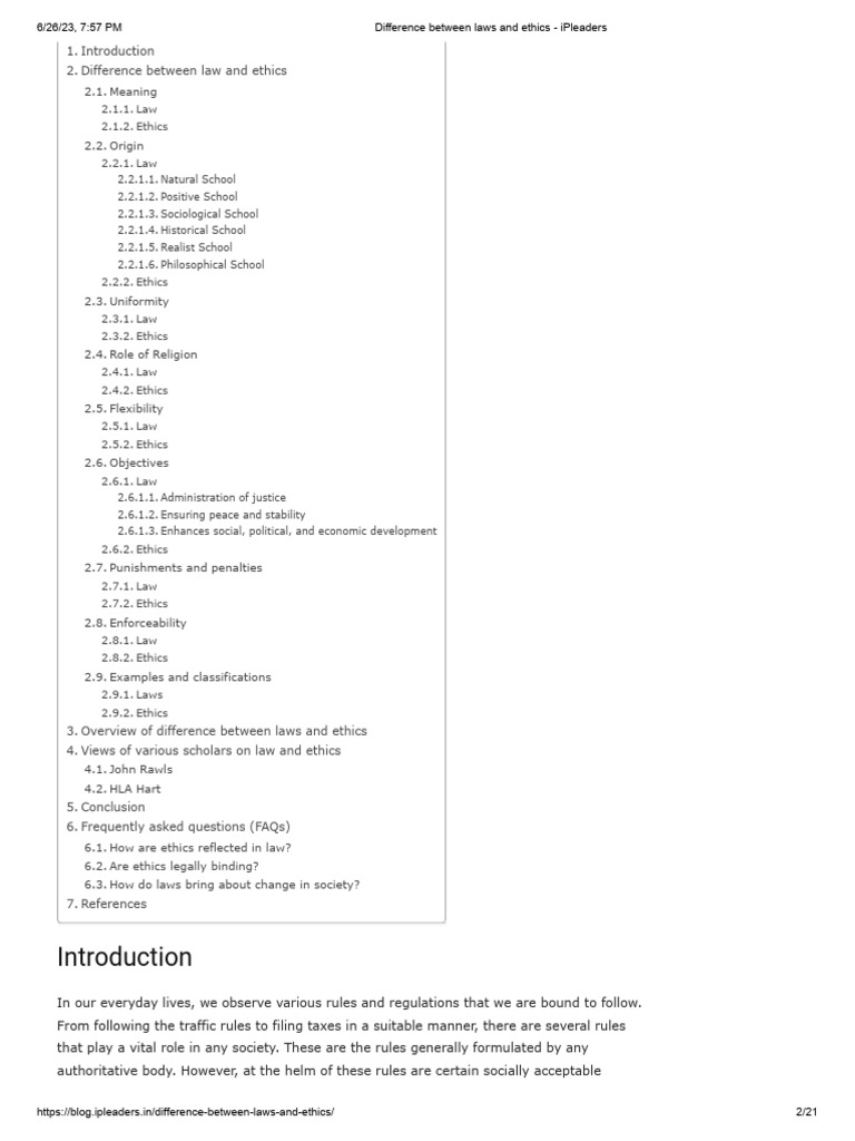 Difference Between Laws and Ethics - Ipleaders | PDF | Jurisprudence ...