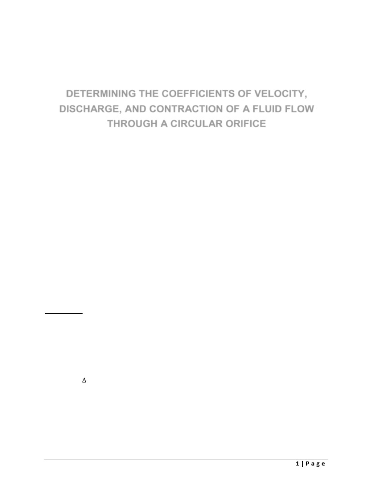 CE 15 LAB 1 - Determining the Coefficients of Velocity, Discharge ...
