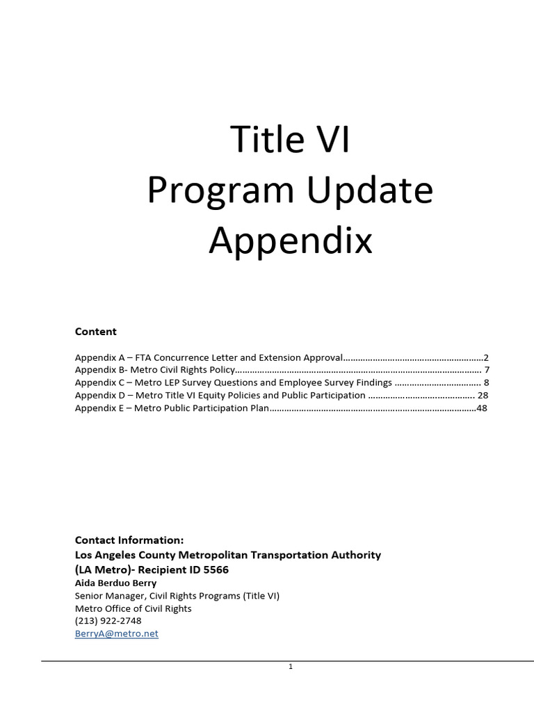 2019-0599 Attachment B Appendix Section 2019 Title VI Program Update | PDF | Multilingualism ...