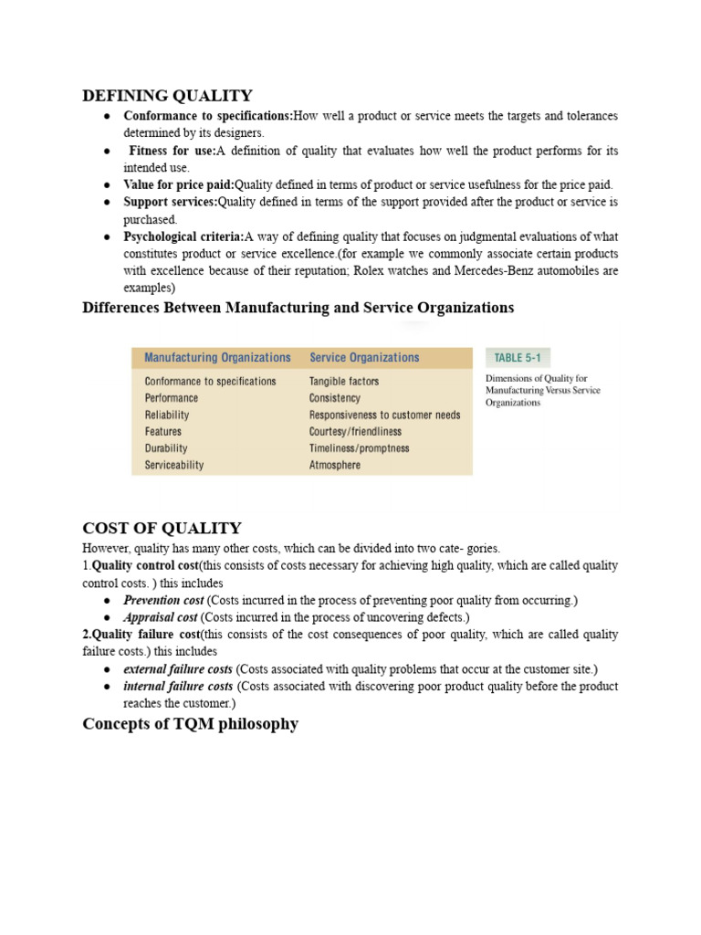 TQM Chap 5 Sheet | PDF | Business