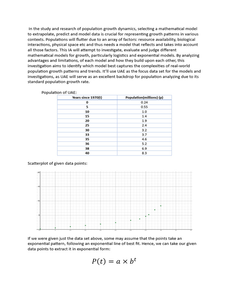MATH Population Mini IA Practice | PDF | Applied Mathematics