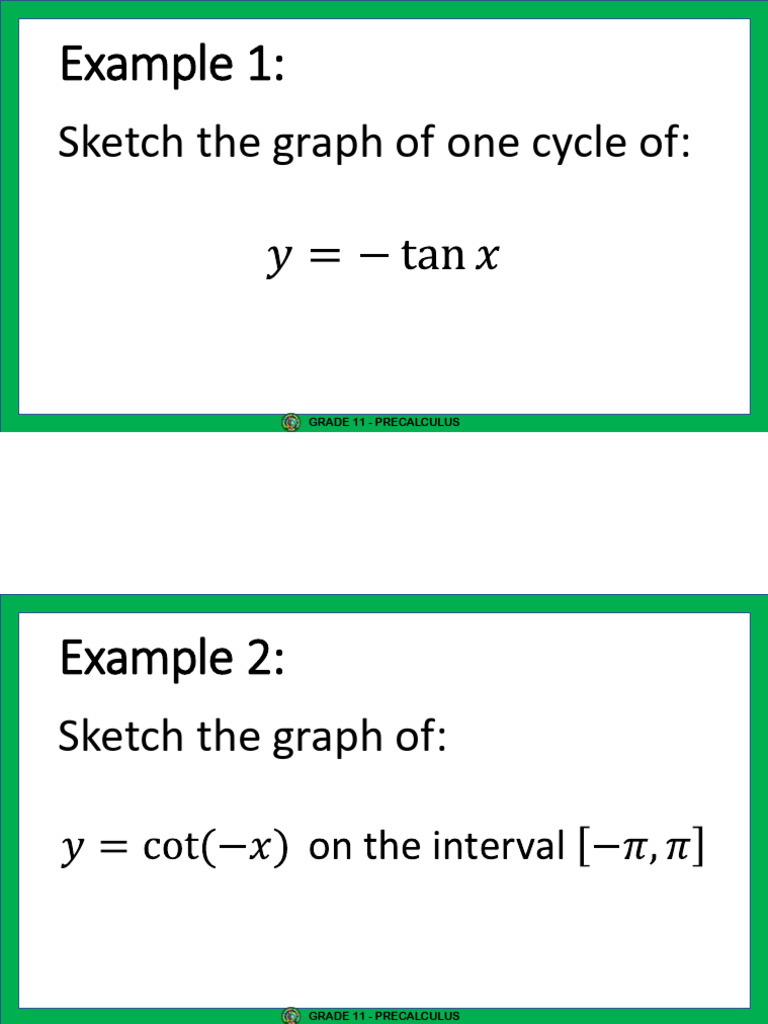 Precal Q2 Week 4 Graph of Tangent and Cotangent 2 | PDF