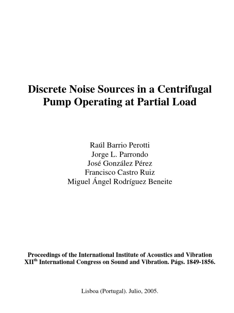 Blade Pass Frequency in Centrifugal Pumps | PDF | Pump | Sound