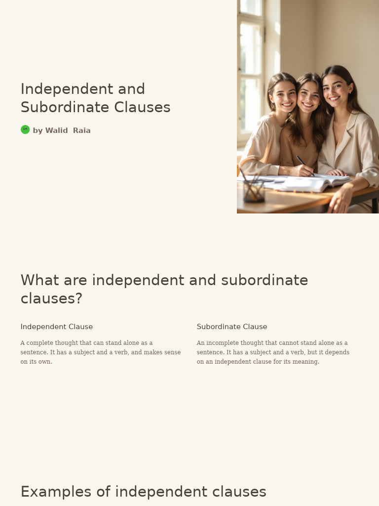 Independent and Subordinate Clauses | PDF | Syntax | Language Mechanics