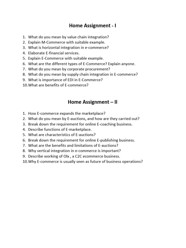 E-Commers Application Assignment 1 and 2 | PDF