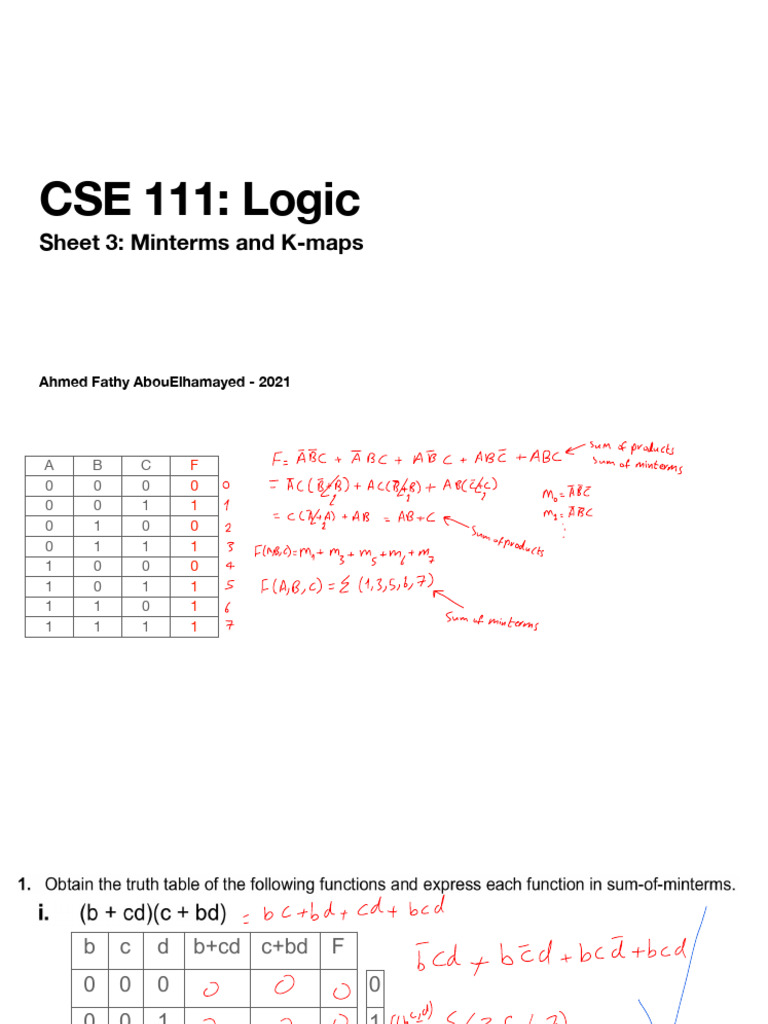 Tutorial4 Minterms and K-Map | PDF
