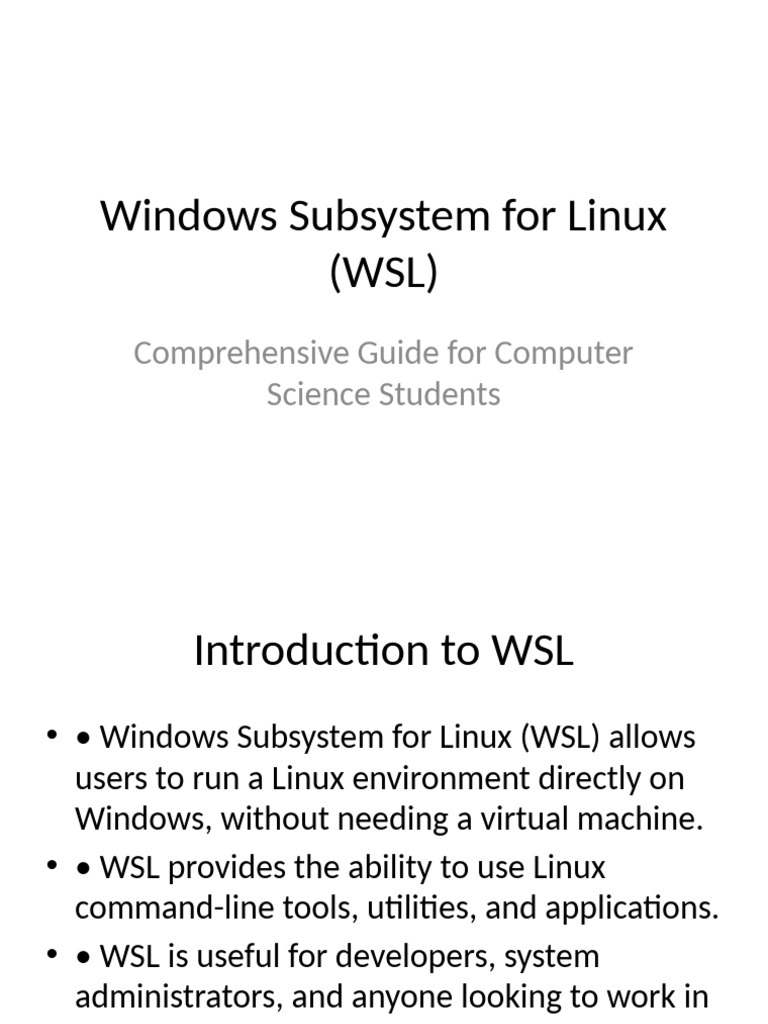WSL Lecture Presentation | PDF