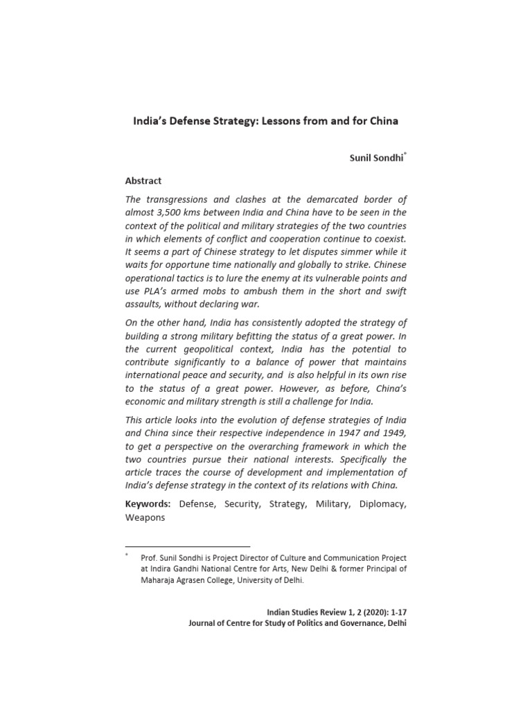 India's defense Strategy | PDF | International Relations | Military