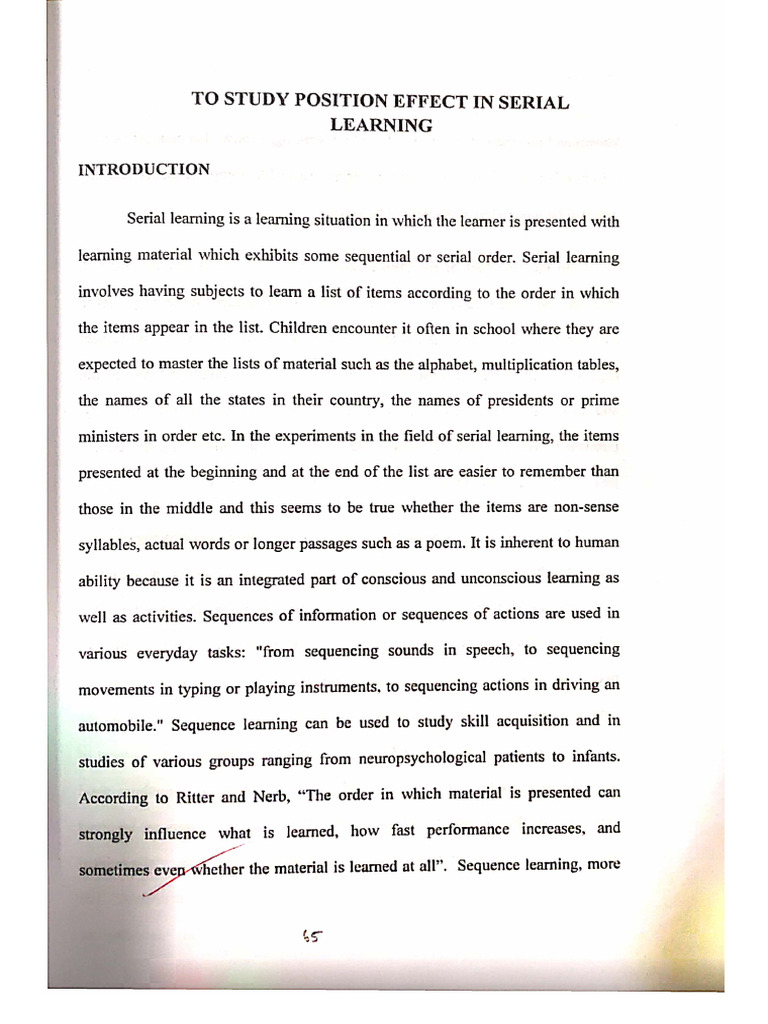 # Serial Positional Learning | PDF