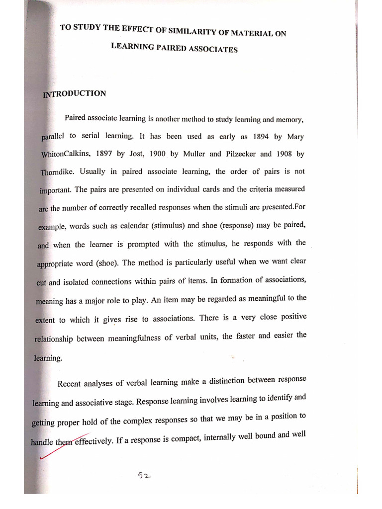 # Paired Associate Learning | PDF