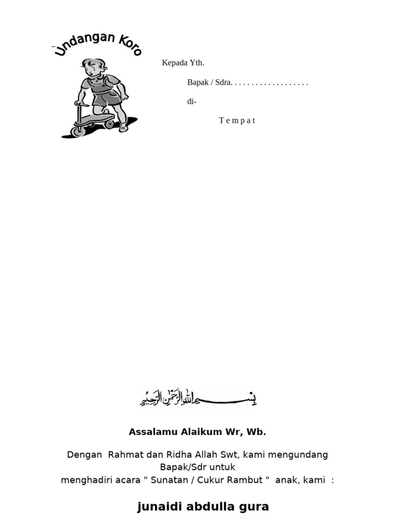 Und. koro cukur rambut anak Saiful | PDF