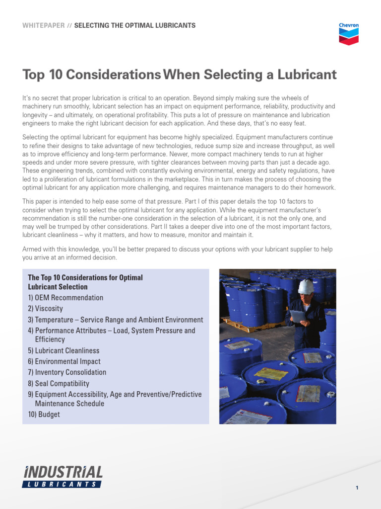 Lubricant Selection Guide | PDF | Lubricant | Friction