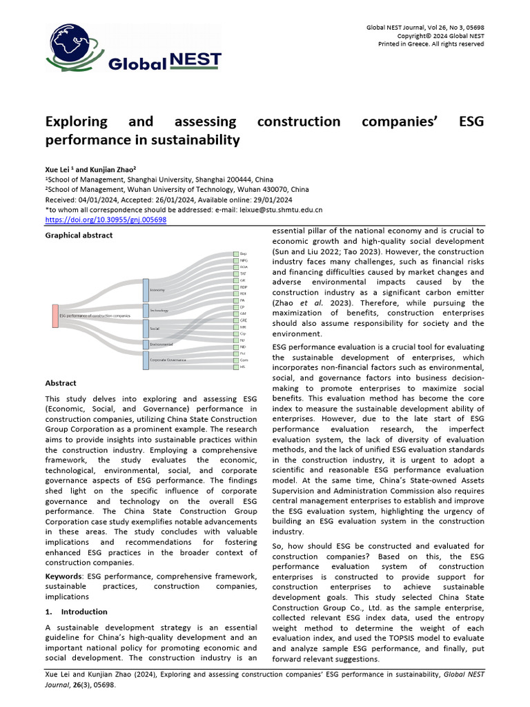 Paper - Exploring and Assessing Construction Companies' ESG Performance ...