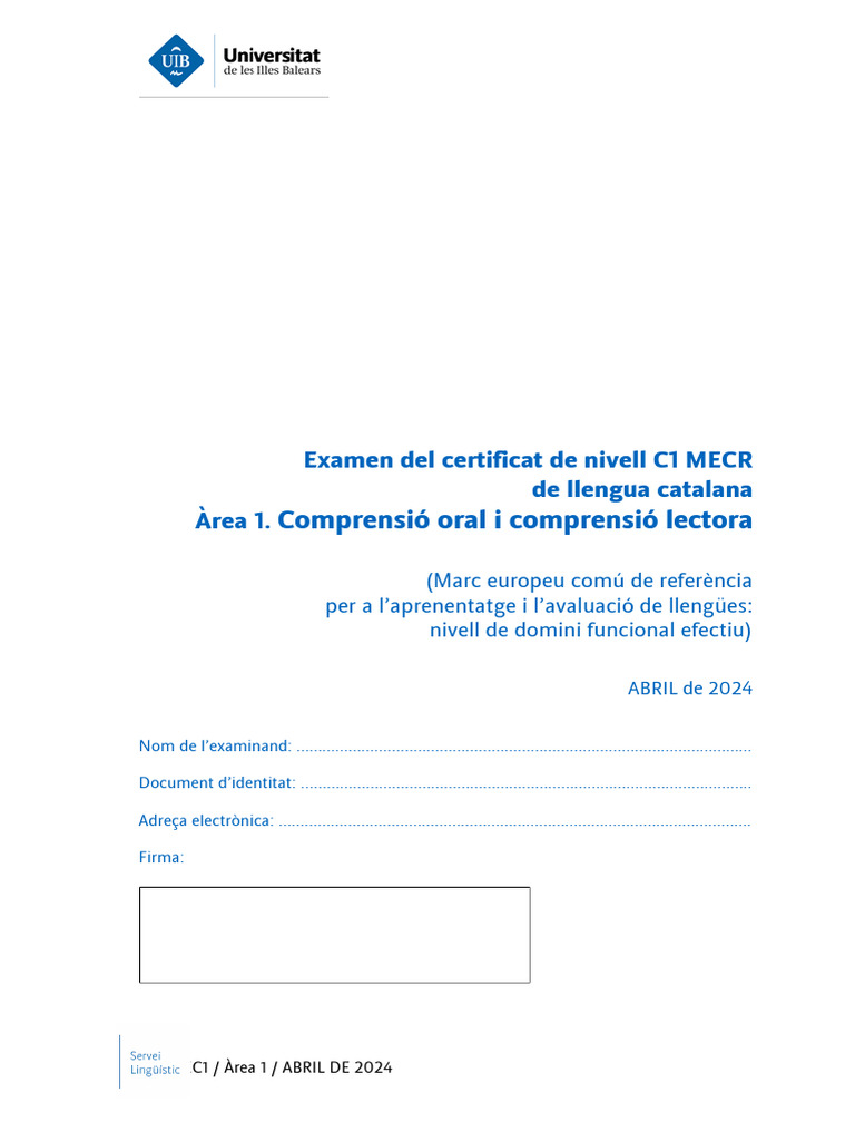 Prova Català C1 (Abril 2024) | PDF