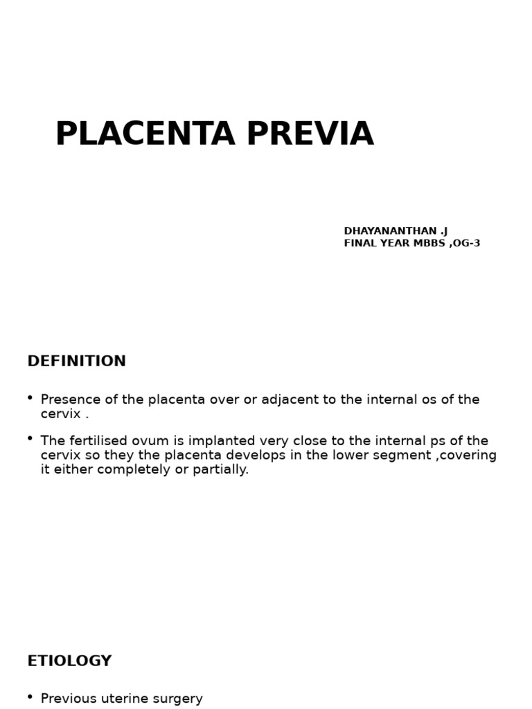 Placenta Previa Part 1 | PDF