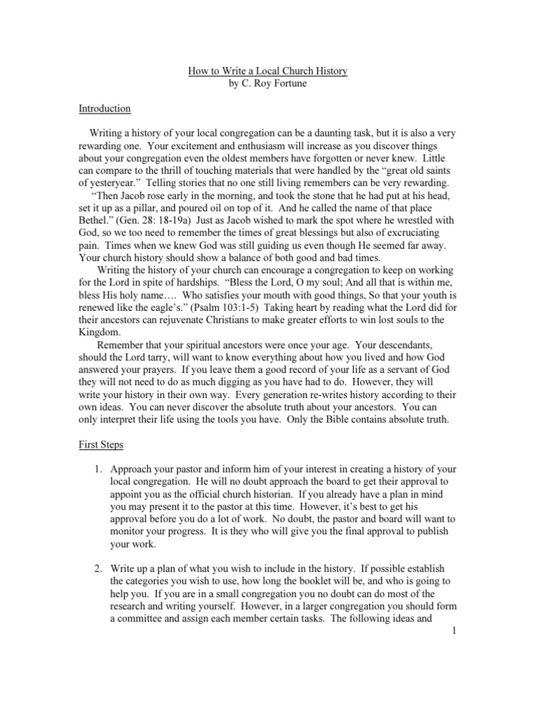 Writing Your Local Church History | PDF | Pentecostalism | Holiness ...