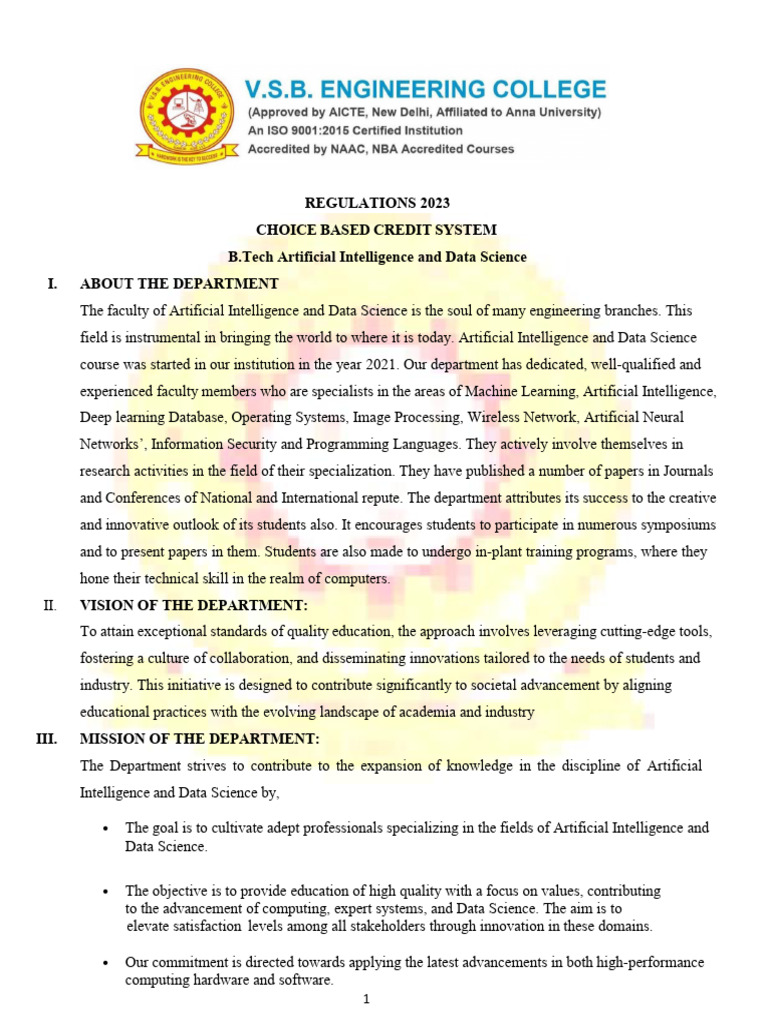 Aids - VSB Syllabus 2023 - 16.8.24 | PDF | Artificial Intelligence ...