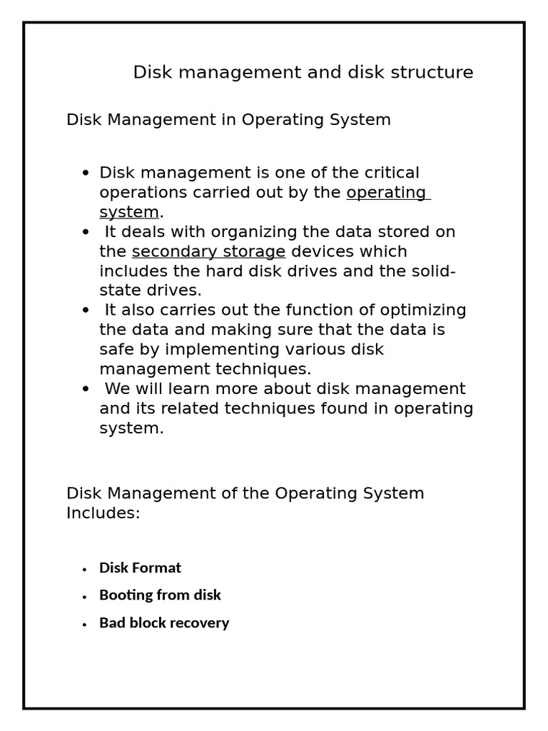 Disk Management and Disk Structure | PDF | Booting | Hard Disk Drive