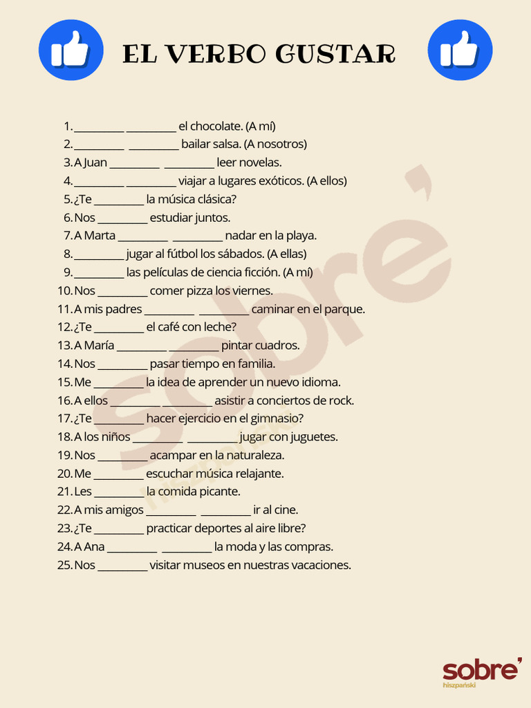 Gustar - ejercicios | PDF