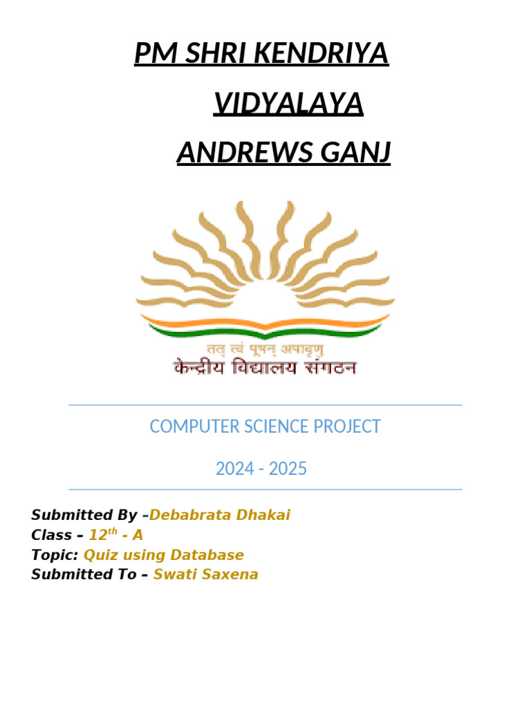 CS Project 2 | PDF | Databases | Chemistry