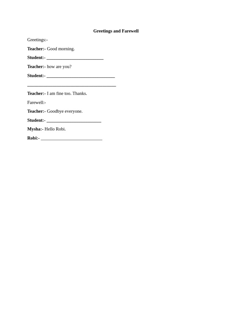 Greetings and Farewell | PDF