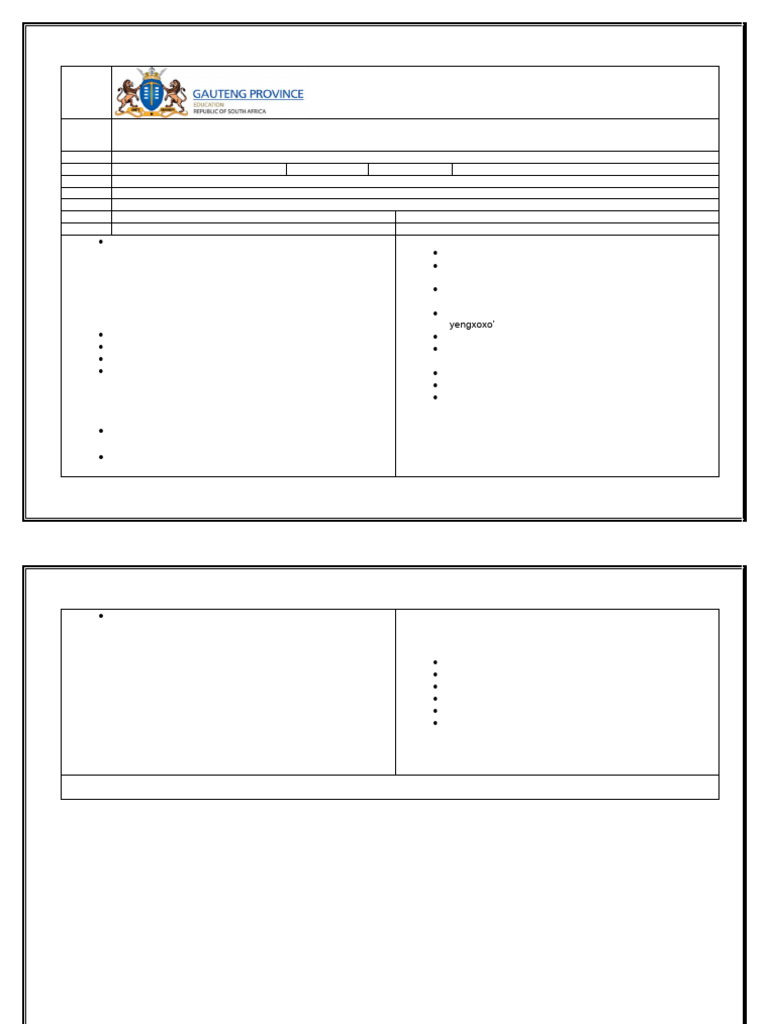 Ingxoxo: Isizulu Grade 5 Lesson Plan | PDF