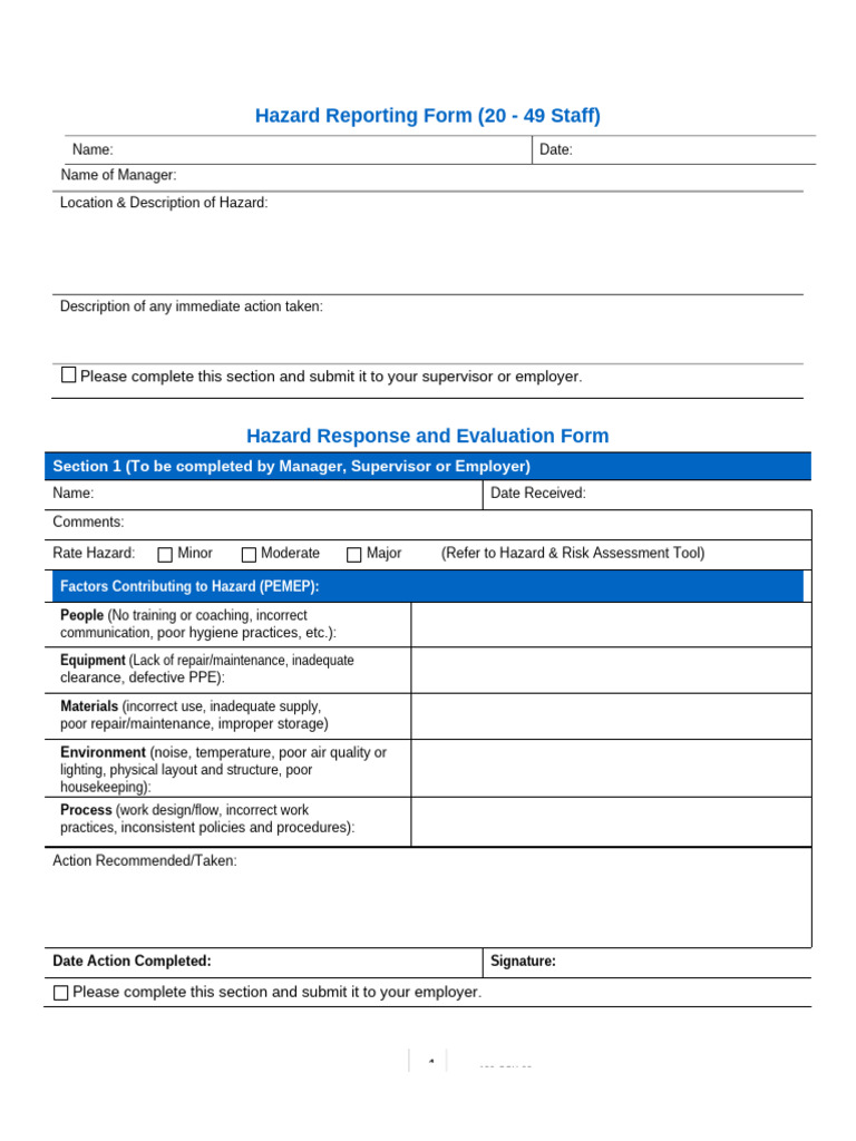 Hazard Reporting Form 20 49 Workers 1 | PDF