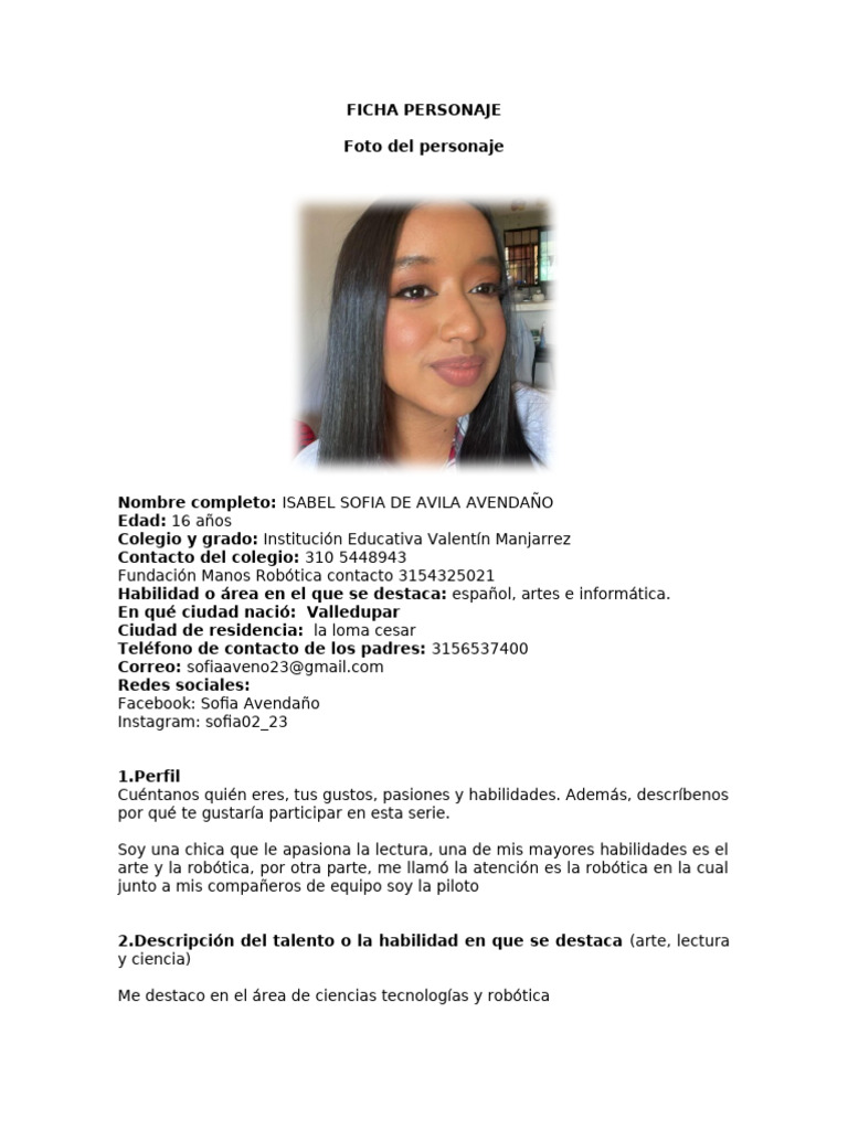 FICHA PERSONAJES | PDF