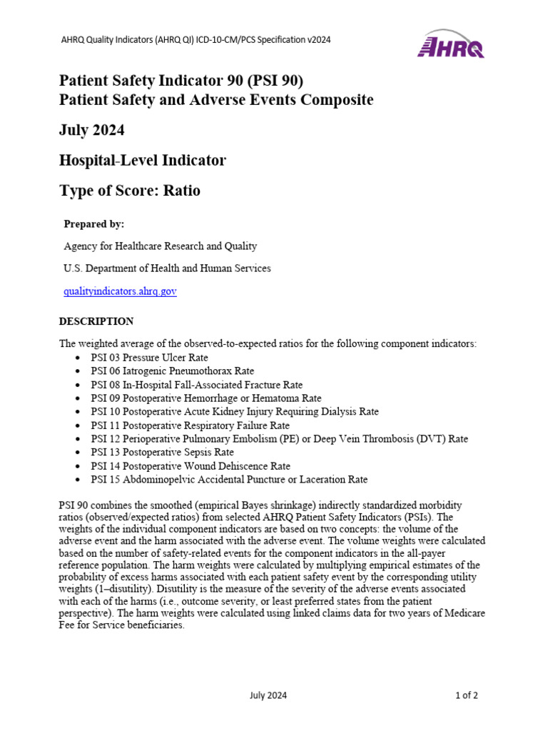 PSI 90 Patient Safety and Adverse Events Composite | PDF | Wound ...
