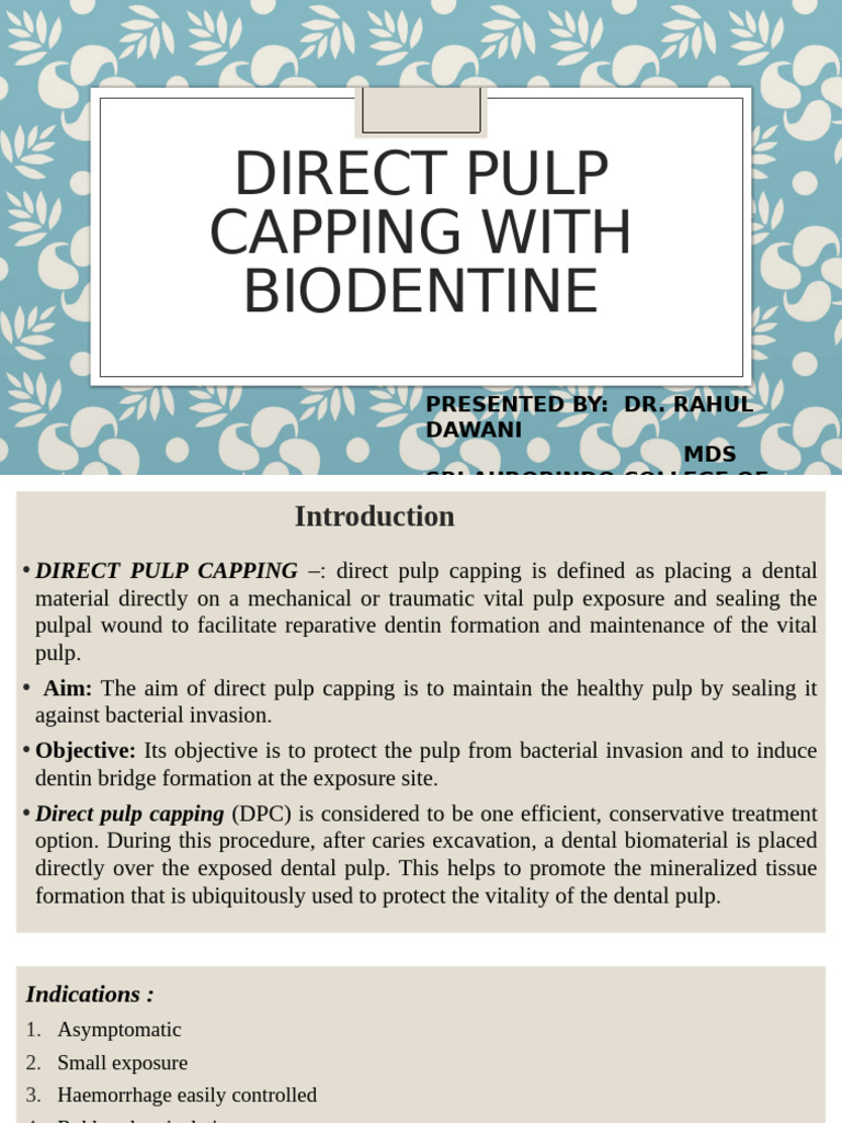 Direct Pulp Capping With Biodentin | PDF | Medical Specialties ...