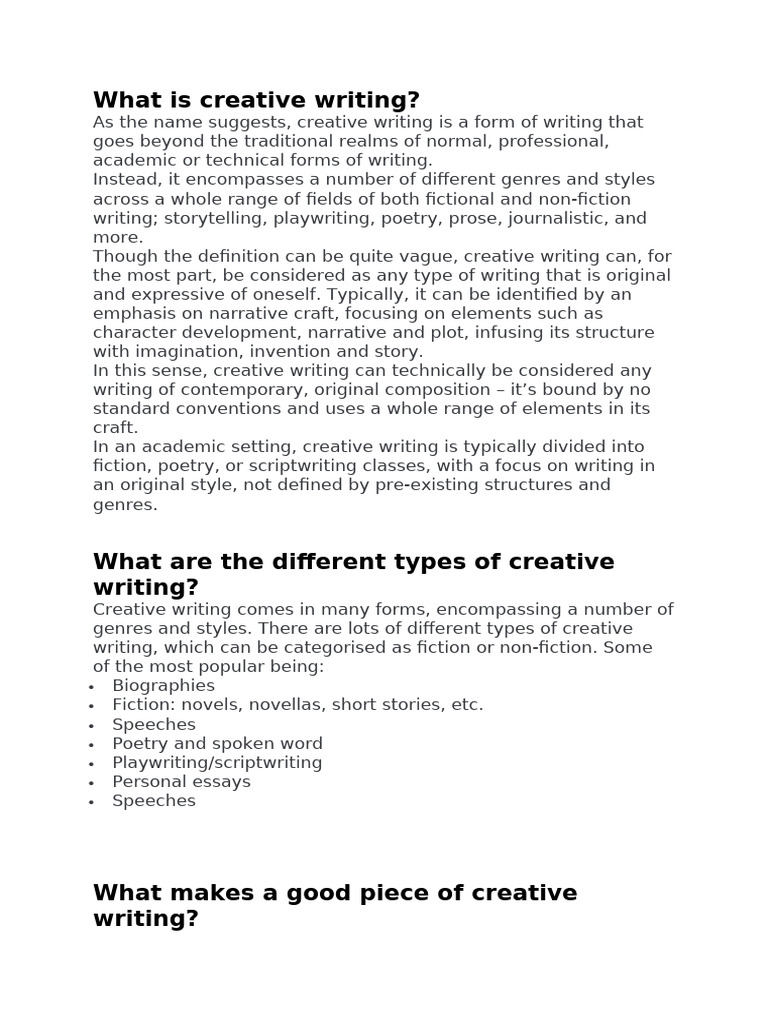 What Is Creative Writing | PDF | Genre | Narrative