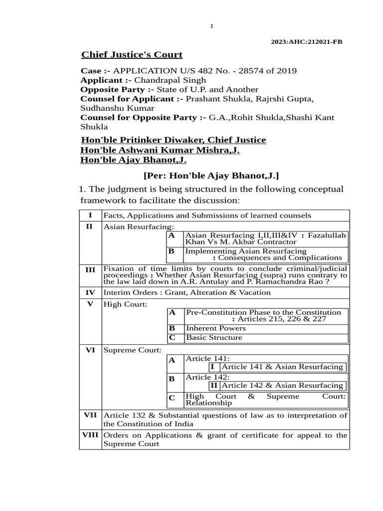 Chandrapal Singh Vs State of Up and Another Allahabad High Court 501860 ...